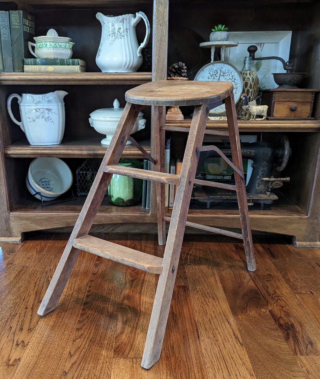 Vintage Wood Step Ladder JRC 1913 Folding Stool Photography - Etsy