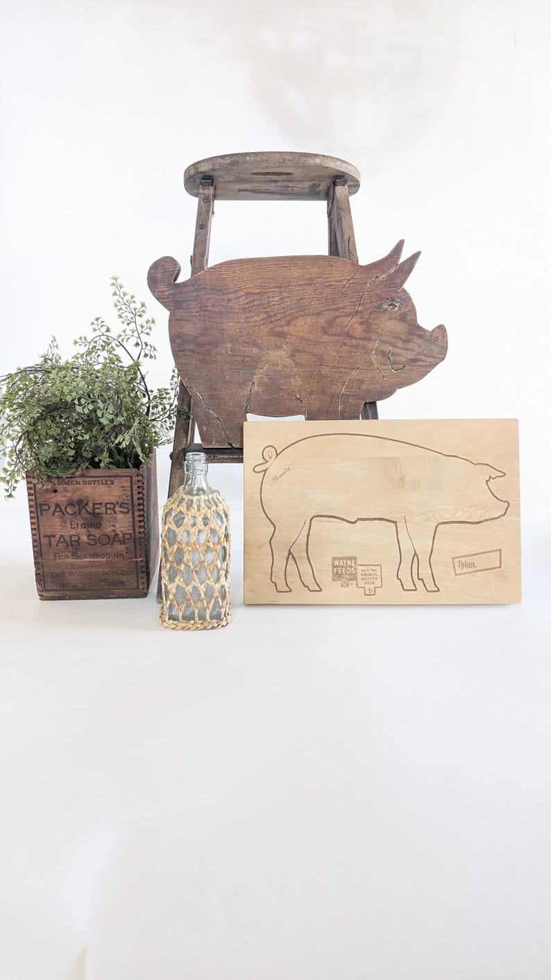 Vintage PIG Cutting Board - Wayne Feeds - Hog Farming - Farmhouse ...