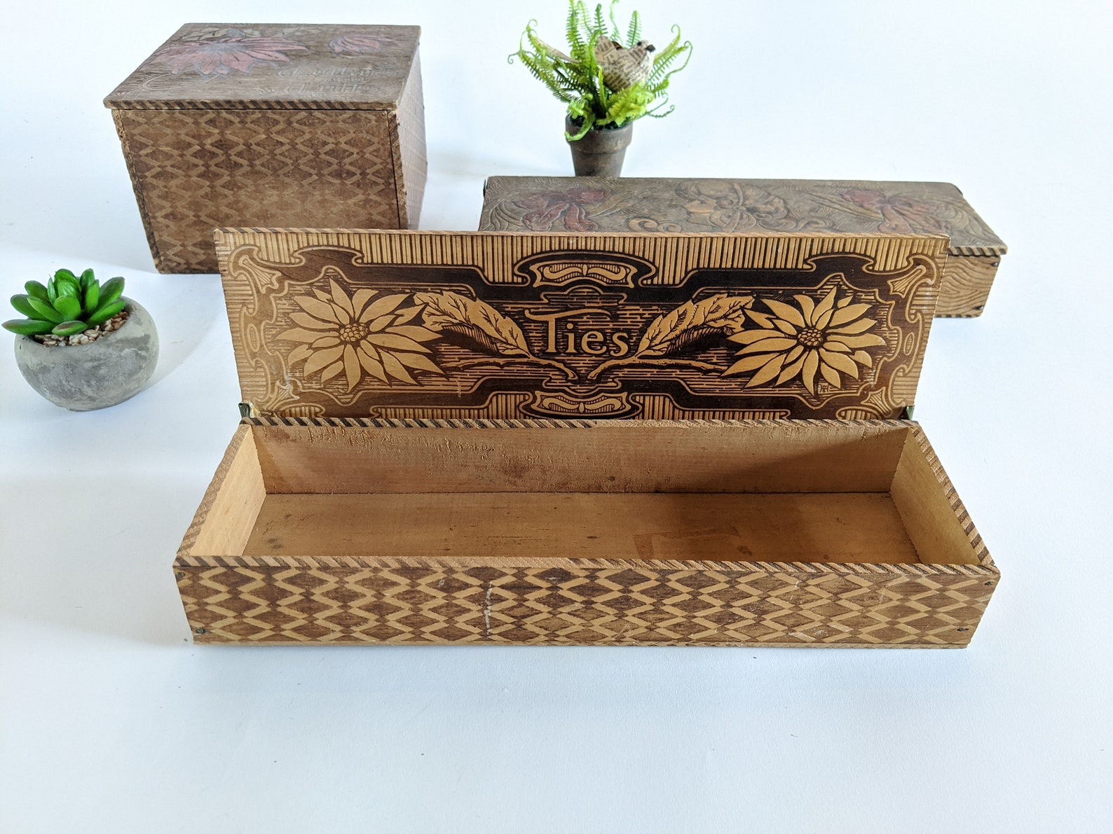 Victorian Wood Ties Box Vintage Container Antique Storage - Etsy