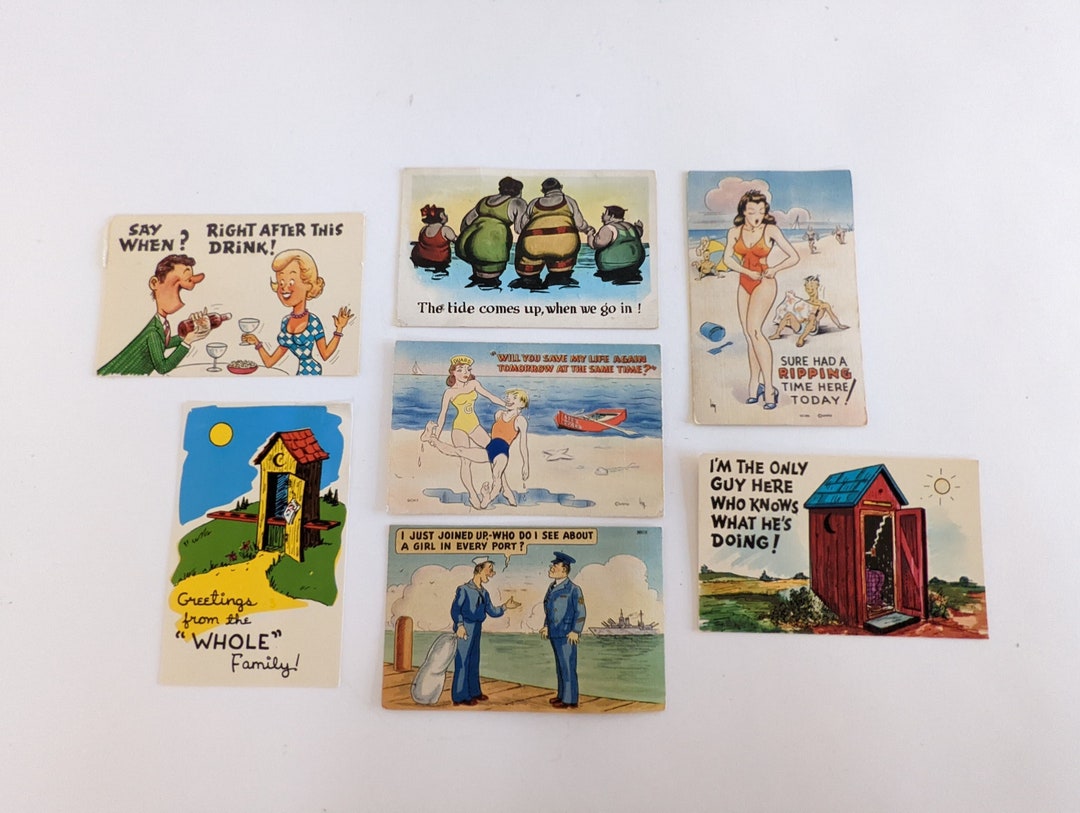 Vintage Comical Postcards: 1938-1970s Novelty Art Cards, Lot of 7 - Etsy