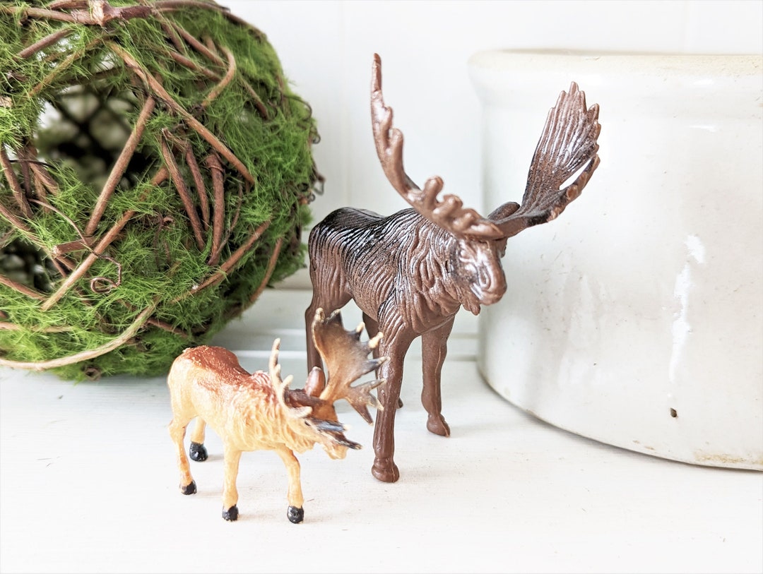 Plastic Moose Figurines Vintage Animals Holiday Decor Christmas Village ...
