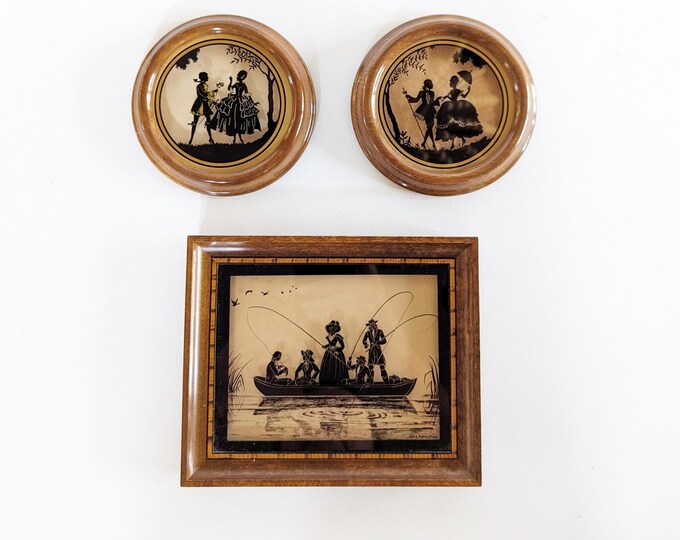 Vintage Silhouette Pictures Victorian Reverse Painted Black Silhouettes ...