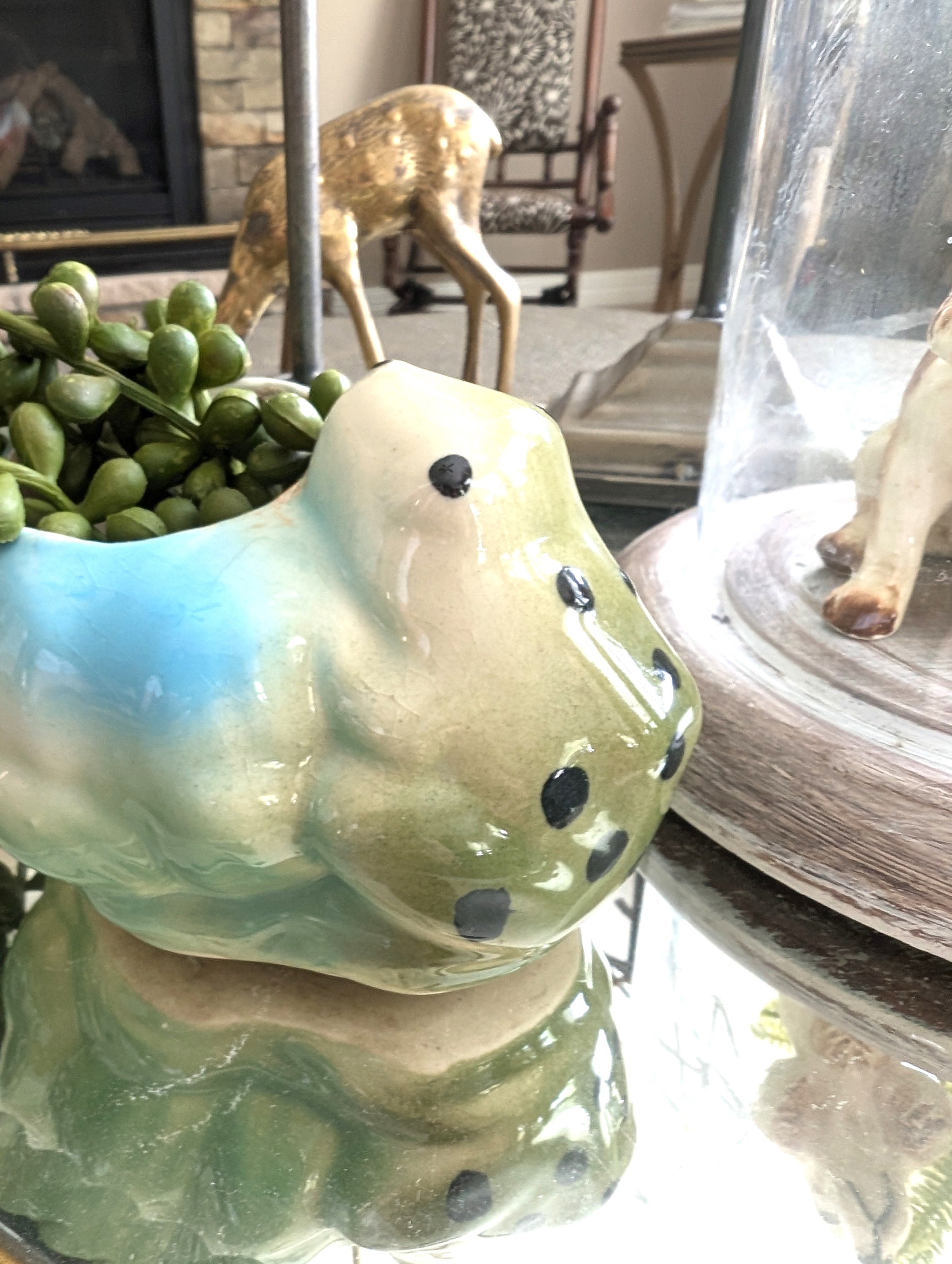 Frog Planter: VTG MCM Blue Green Ceramic Mini Plant Pot - Etsy