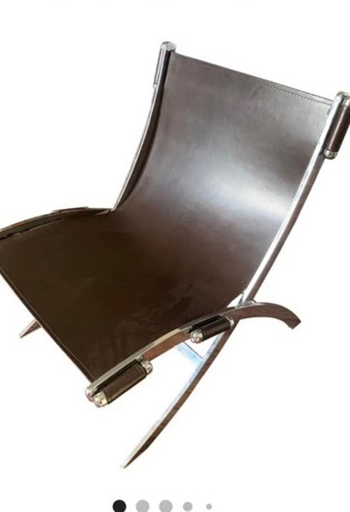 Sling Scissor Chair Brown Leather and Chrome - Etsy