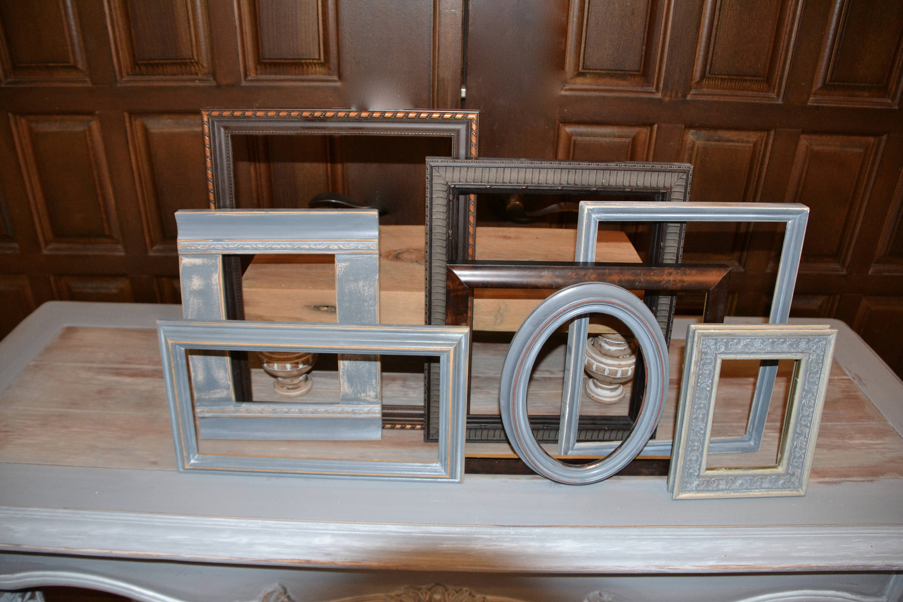 Set of Picture Frames Gray Distressed and Wood Collection. - Etsy