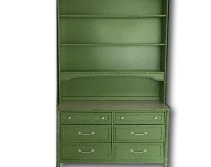 Vintage Allegro Thomasville Style Faux Bamboo 2 Piece Hutch China ...