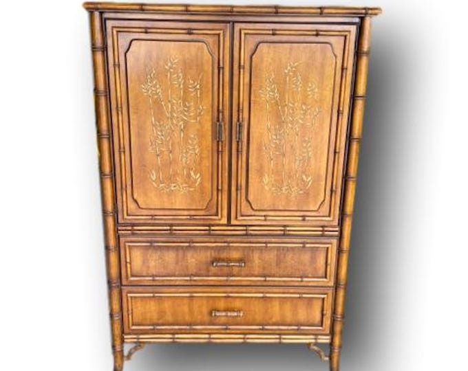 Faux Bamboo Armoire / Chest Armoire Dixie Aloha Beautiful Wood Finish ...