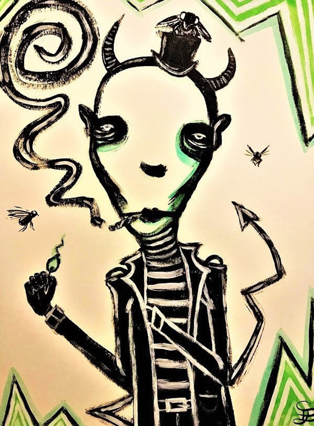 Original Painting. Demons. "break Time (enough Pestilence for One Day ...