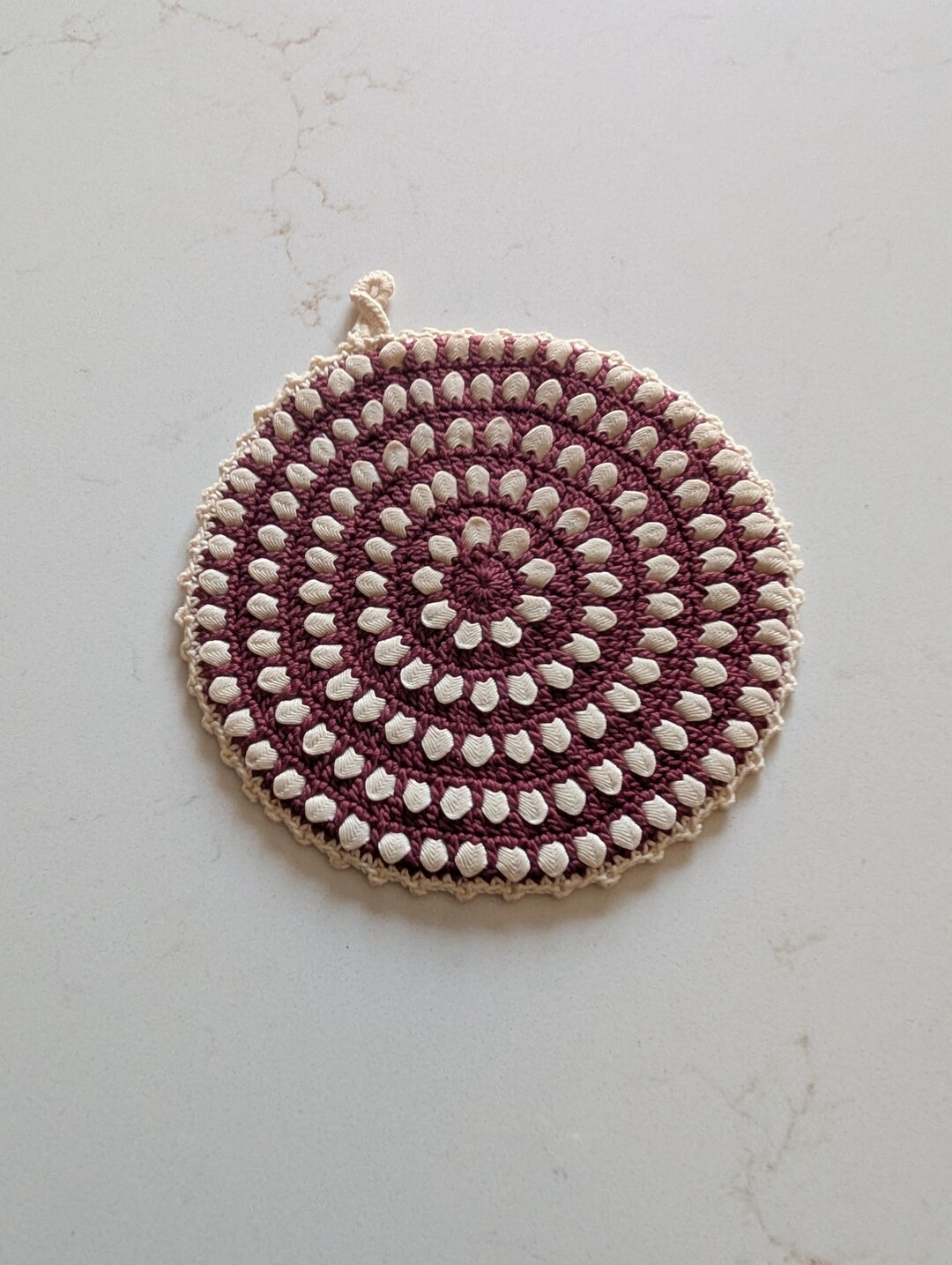 Hand Crochet Unusual Trivet Hot Pad Cotton Thread Crochet Around Zig ...