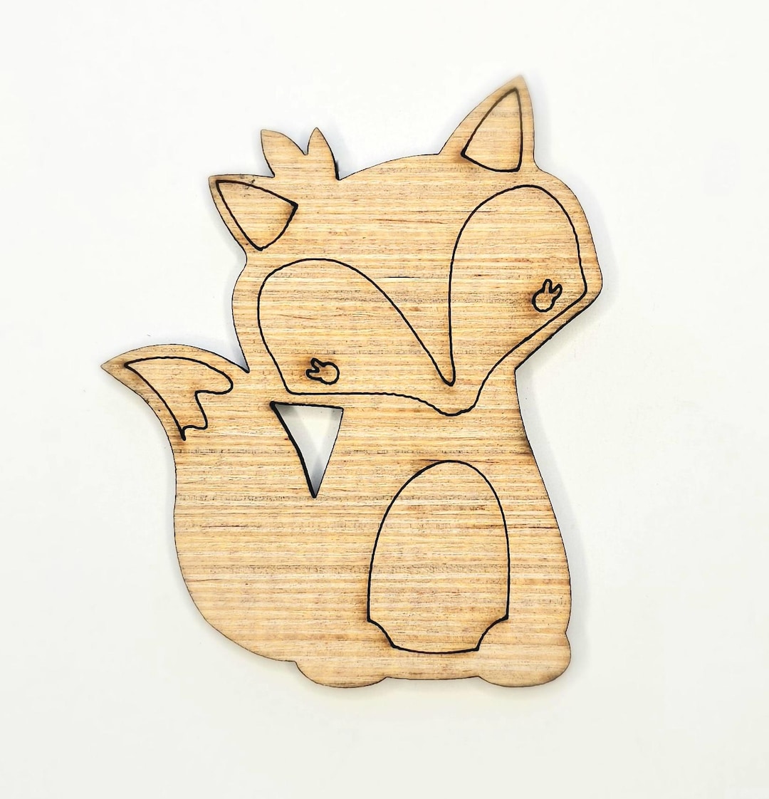 Etched Fox Wood Cutout, Girl Fox, Unfinished Fox Wood Cutout, Wood ...
