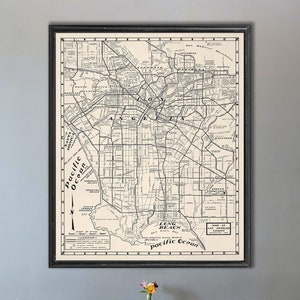 1940s Los Angeles Map Art Print: Mid-century Modern LA Decor - Etsy