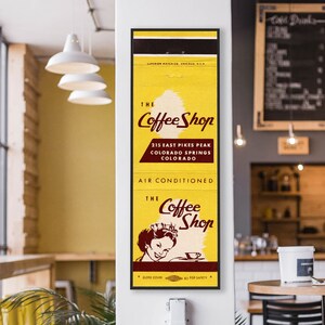 Retro Coffee Shop Matchbook Poster - Retro Kitchen Decor- Cafe/diner ...