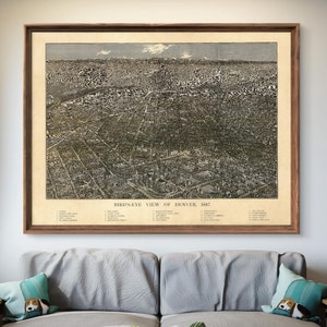 1887 Denver Panorama Map Reprint, Vintage Denver, Bird's Eye View ...