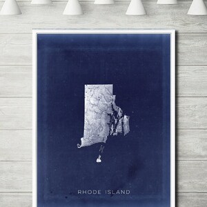 Rhode Island Relief Map Reprint, Vintage Rhode Island Map Reprint 6 ...