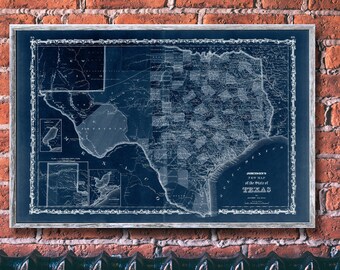 Map of Texas 1862, Vintage Texas Map Reprint 7 Large/xl Sizes up to ...