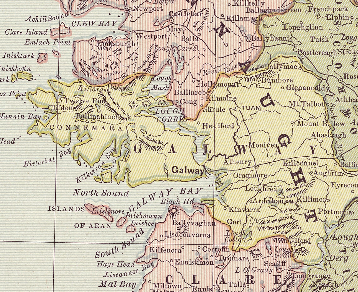 1887 Ireland Map Reprint Vintage Ireland Map Reprint 4 Large - Etsy