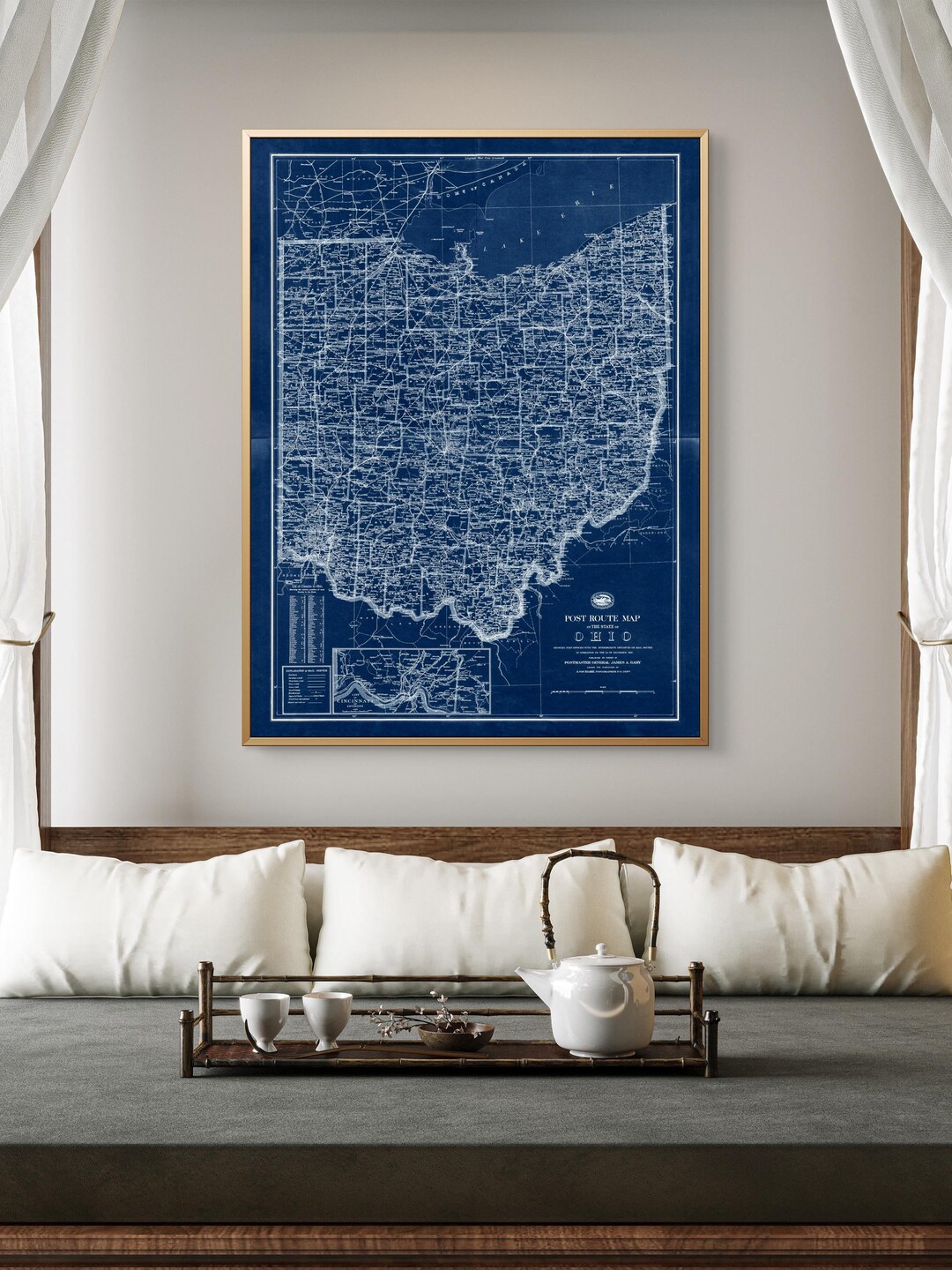 1897 Ohio Postal Route Map Reprint - Ohio Map Decor/gift - 4 Sizes up ...