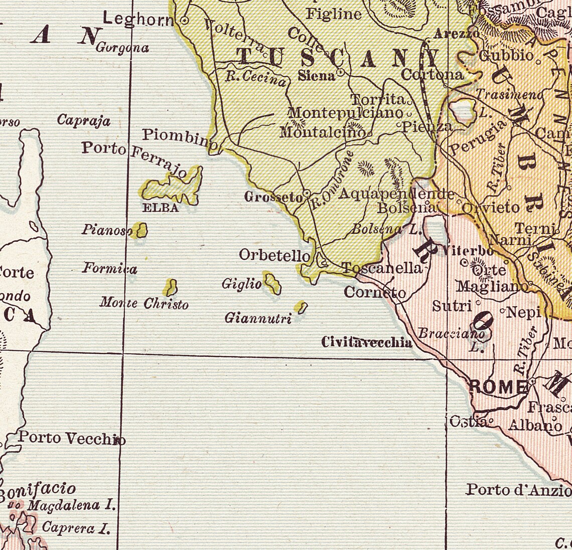 1887 Italy Map Reprint, Vintage Italy Map Reprint, 4 Large Sizes to ...