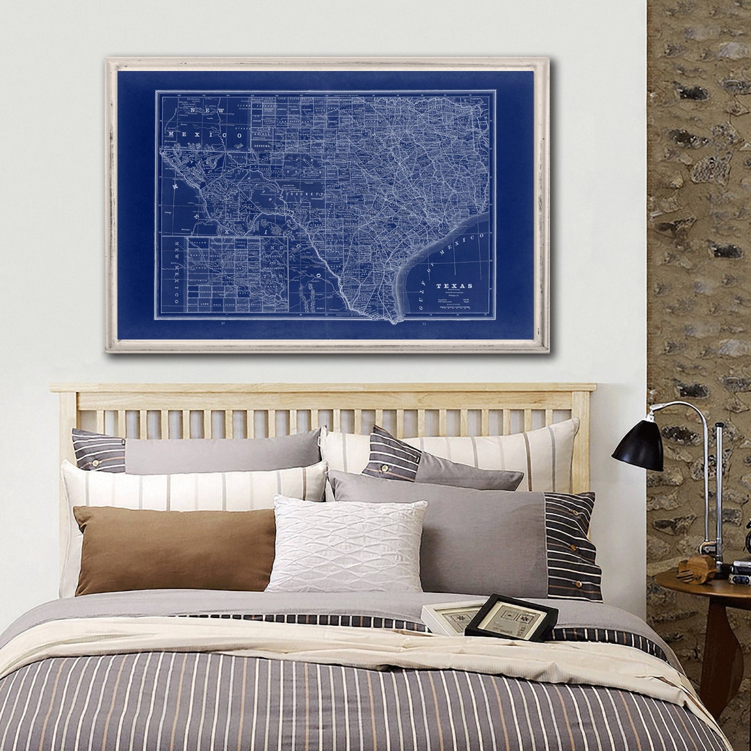 1887 Texas Map Reprint, Vintage Texas Map Reprint, 4 Large Sizes to ...