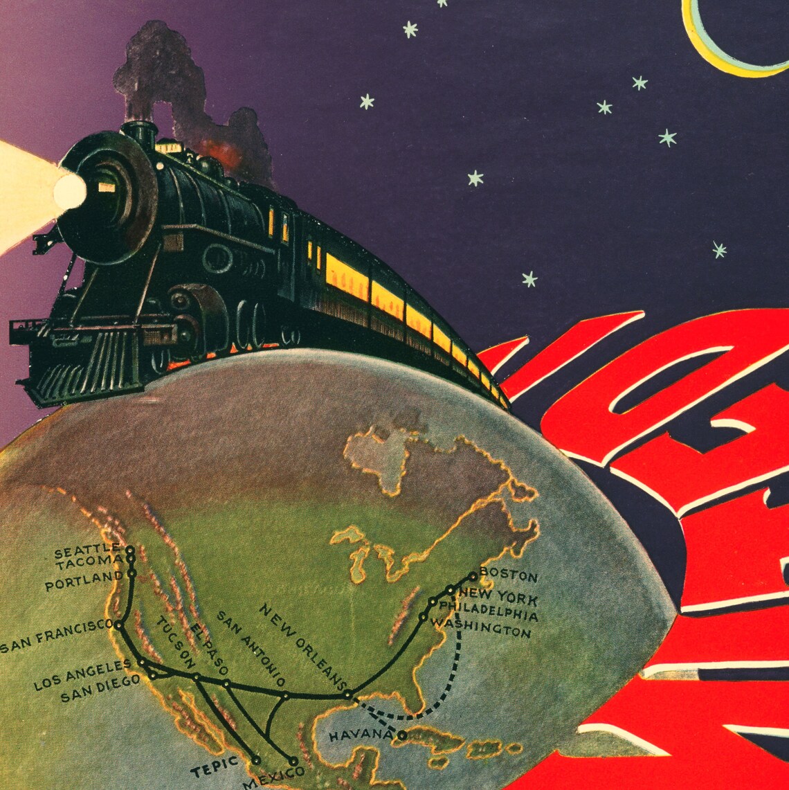 1921 Sunset Limited Train Poster Reprint- Travel Ad Poster Reprint ...