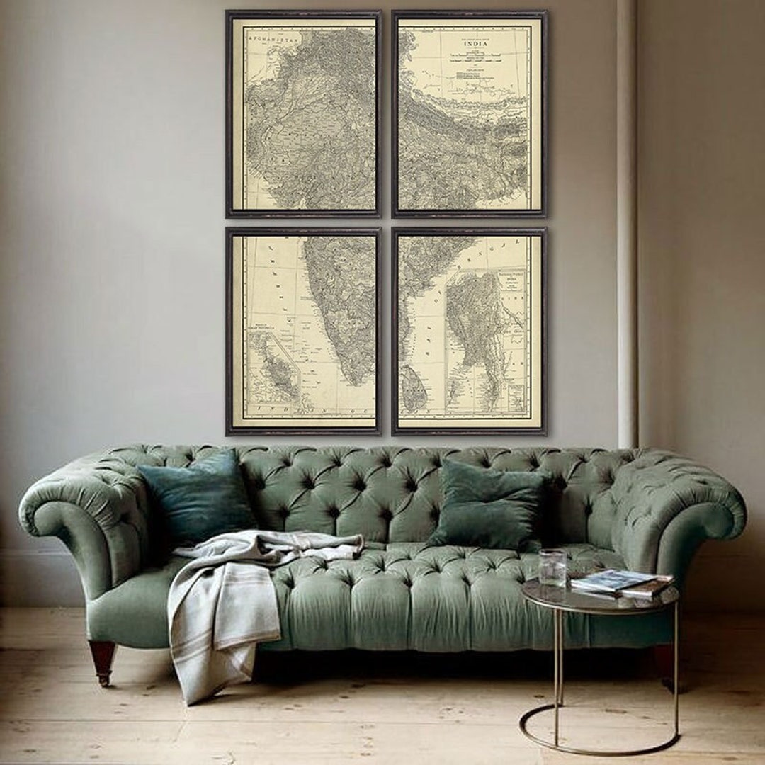 1912 India Map Reprint - SE Asia/india Map Decor - 6 L/XL Sizes up to ...