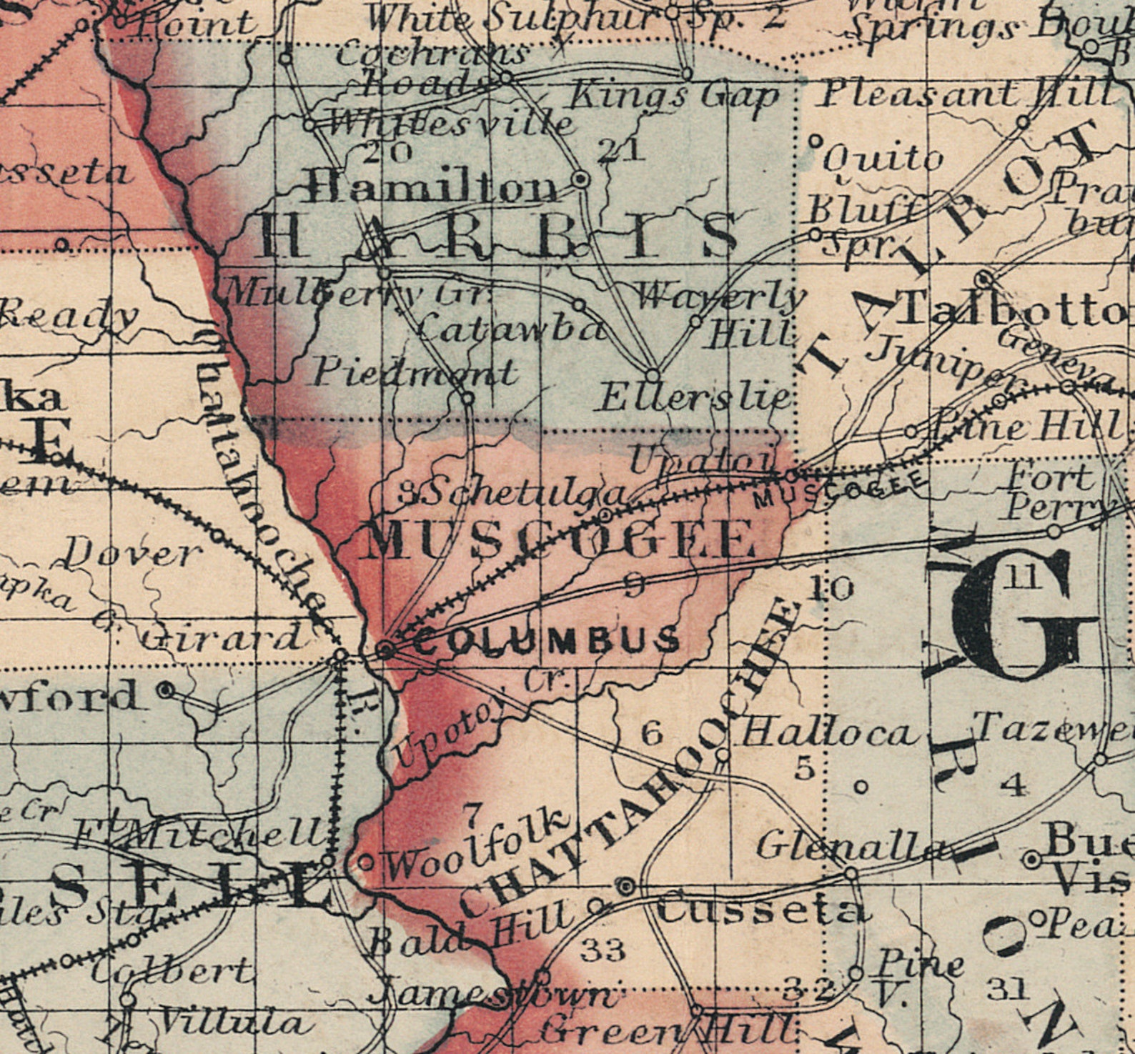 1870 Georgia and Alabama Map Victorian Southern US Map - Etsy