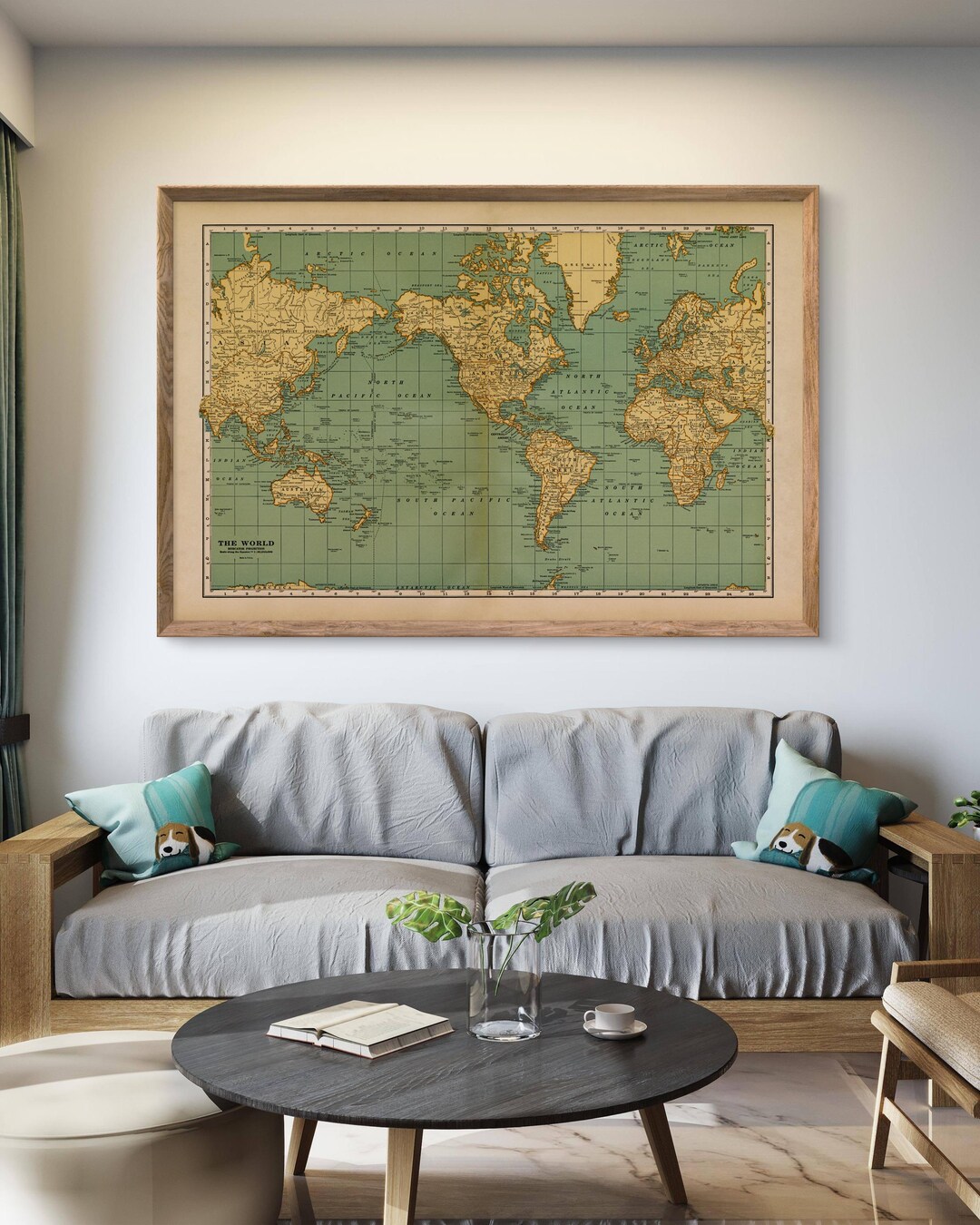 1920s World Map Print: Retro Wall Art, Vintage Beige, Blue, Black - Etsy