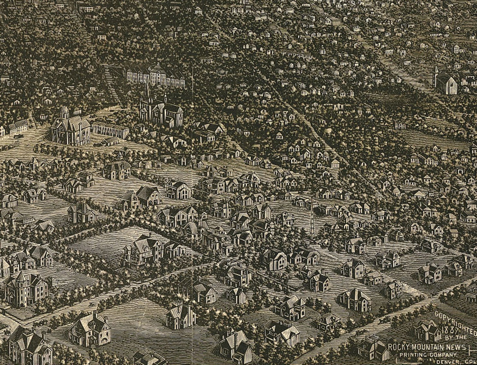 1887 Denver Panorama Map Reprint Vintage Denver Bird's | Etsy