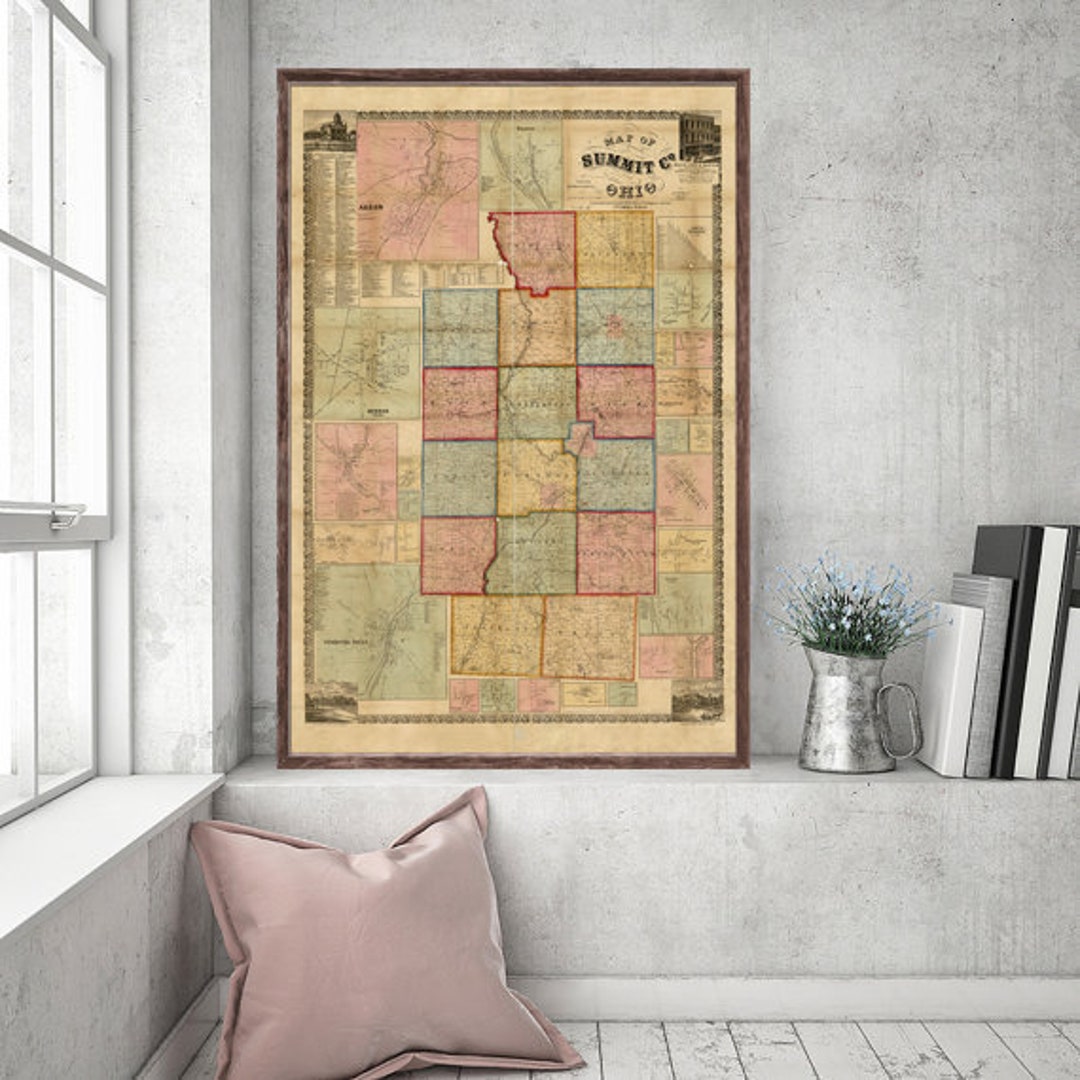 1856 Summit County ohio Map Reprint Vintage Ohio County Map - Etsy