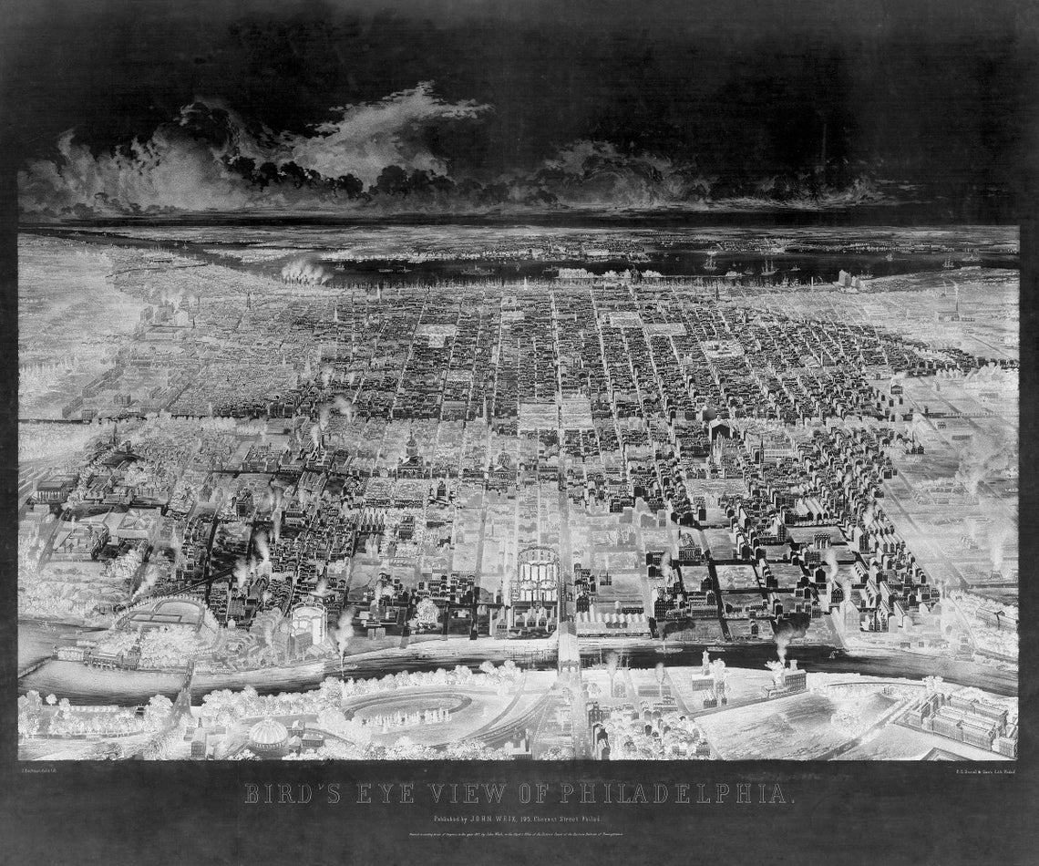 1857 Philadelphia Panorama Map Reprint Bird's Eye View - Etsy
