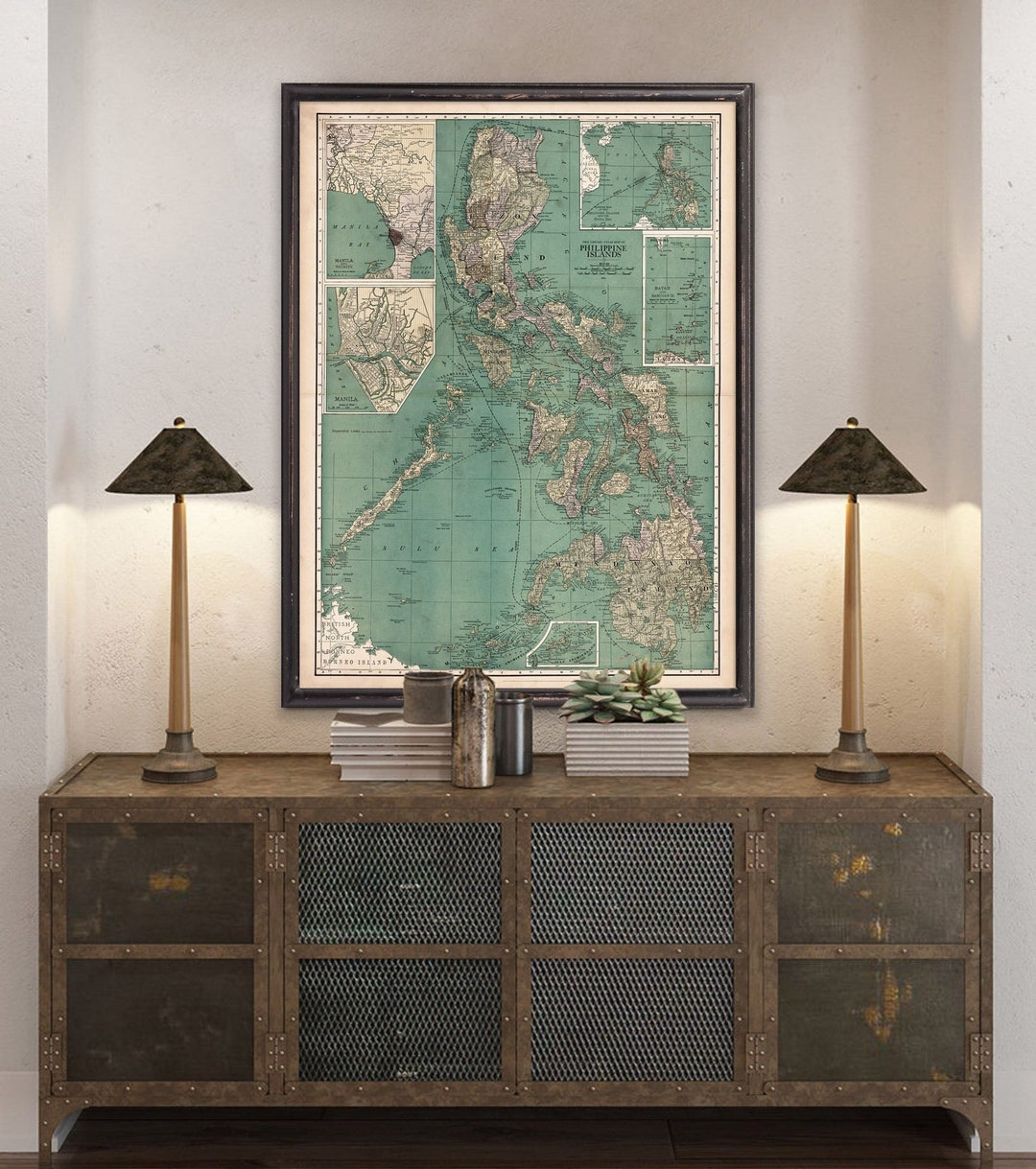 1912 Philippines Map Reprint, Philippines Decor/gift 6 L/XL Sizes up to ...