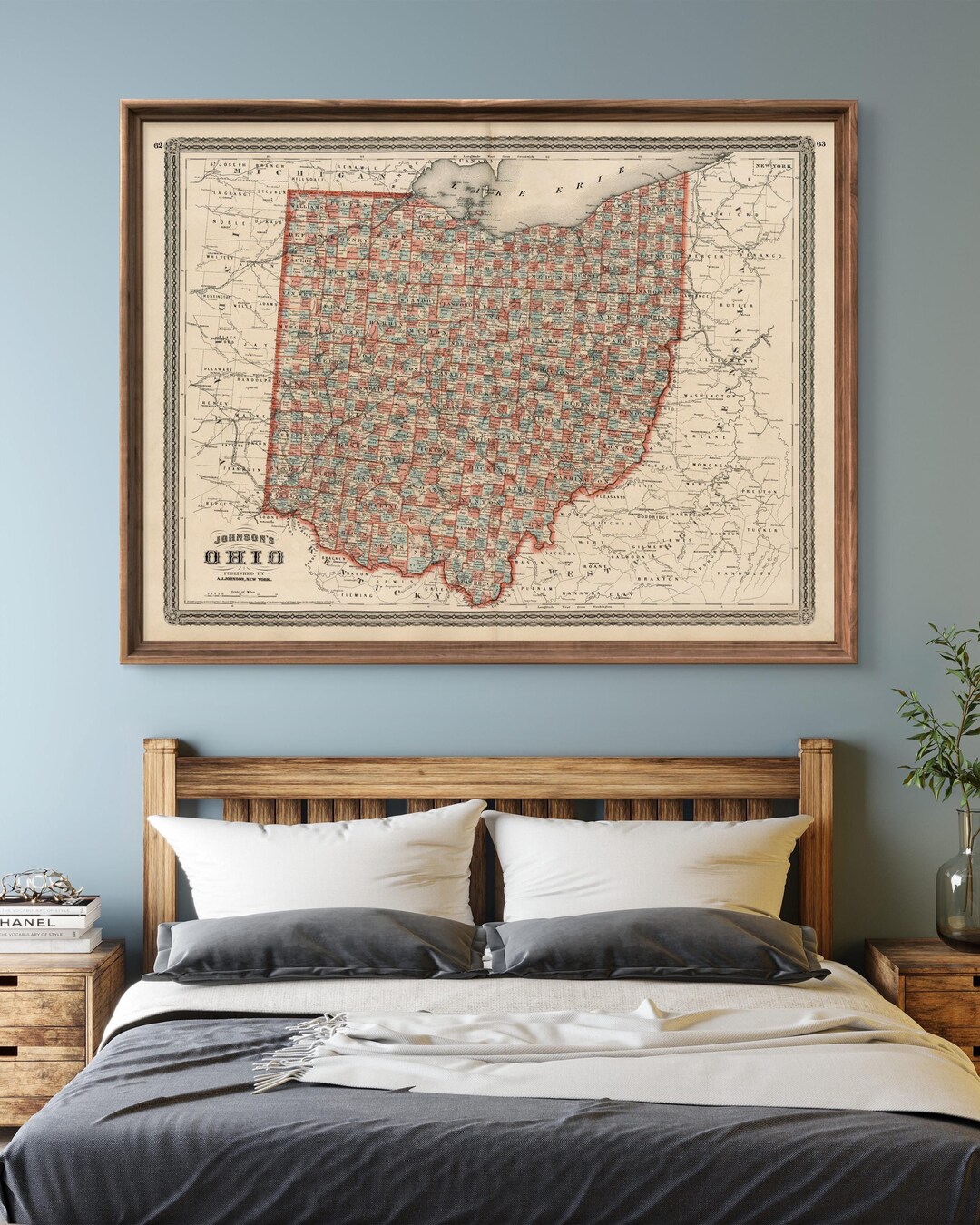 1870 Ohio Map Reprint, Vintage Ohio Map Reprint - 4 Large/xl Sizes up ...