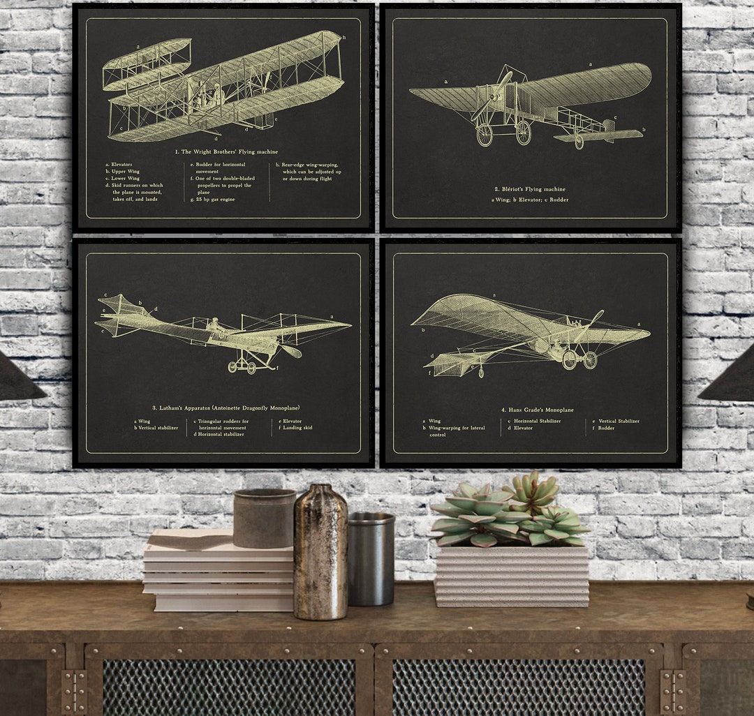 1910 Airplanes Reprint Set. Classic Airplane Art - Kids' Airplane Decor ...