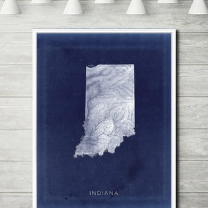 Indiana Relief Map Reprint, Vintage Indiana Map Reprint - 6 Large/xl ...
