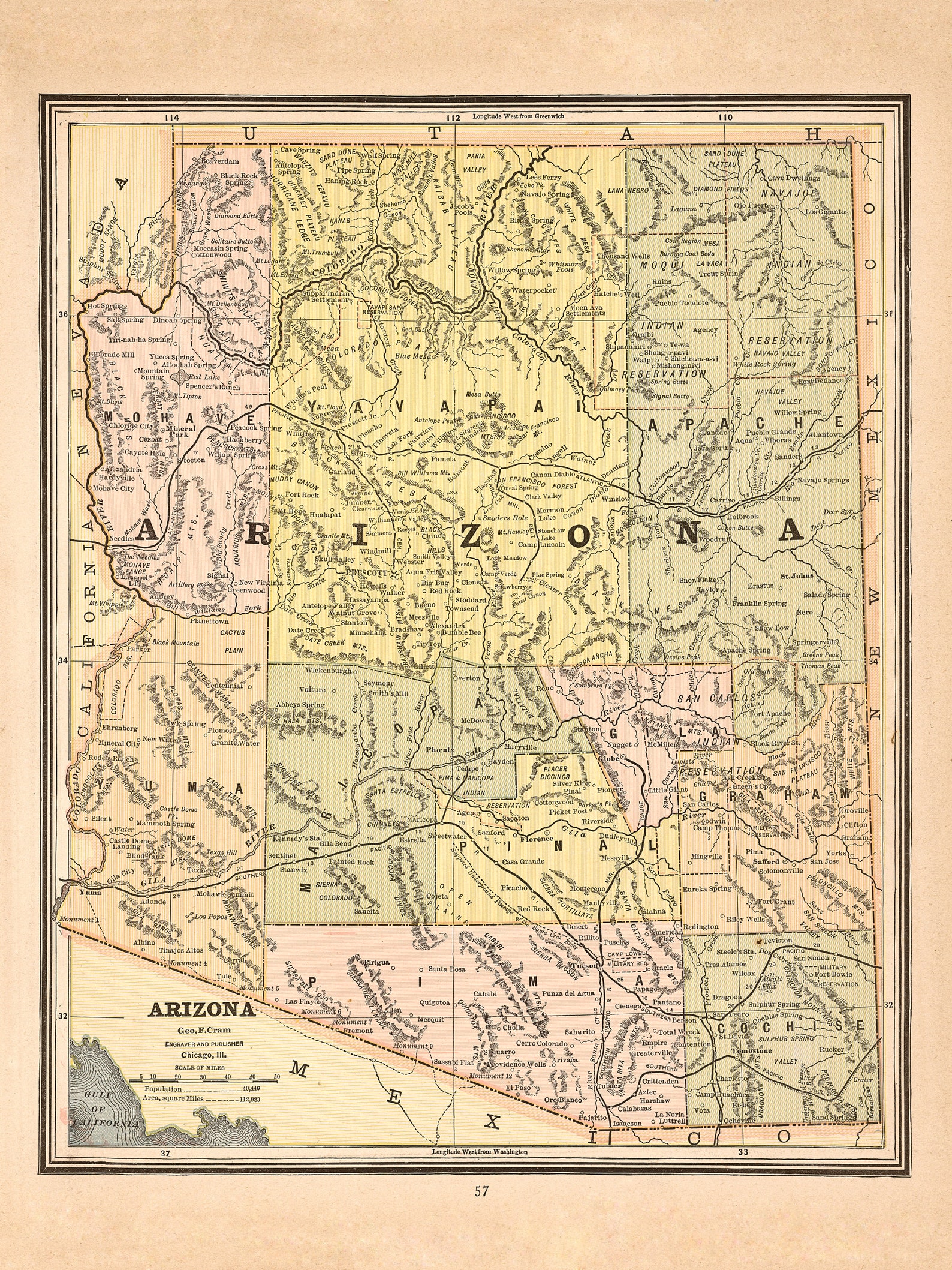 1887 Arizona Map Reprint Arizona Home Decor 4 Large/xl - Etsy