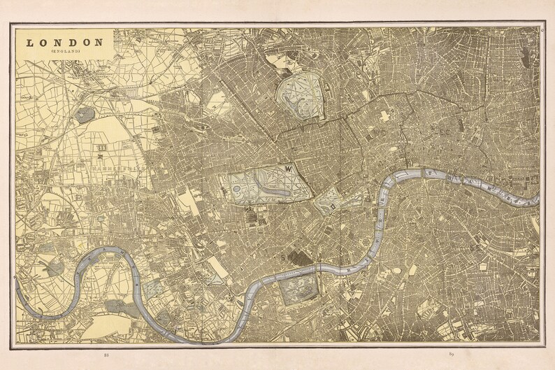 Victorian London Map Print: 1887 Cram's Atlas Reprint - Etsy