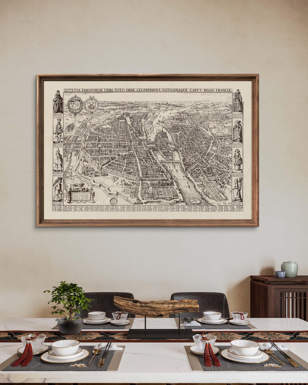 Bird's Eye View Map of Paris 1618 Reprint, Central Paris of the 1600s ...