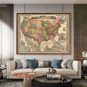 1875 US Railroad Map Reprint, Vintage USA Map Reprint - 4 Sizes up to ...