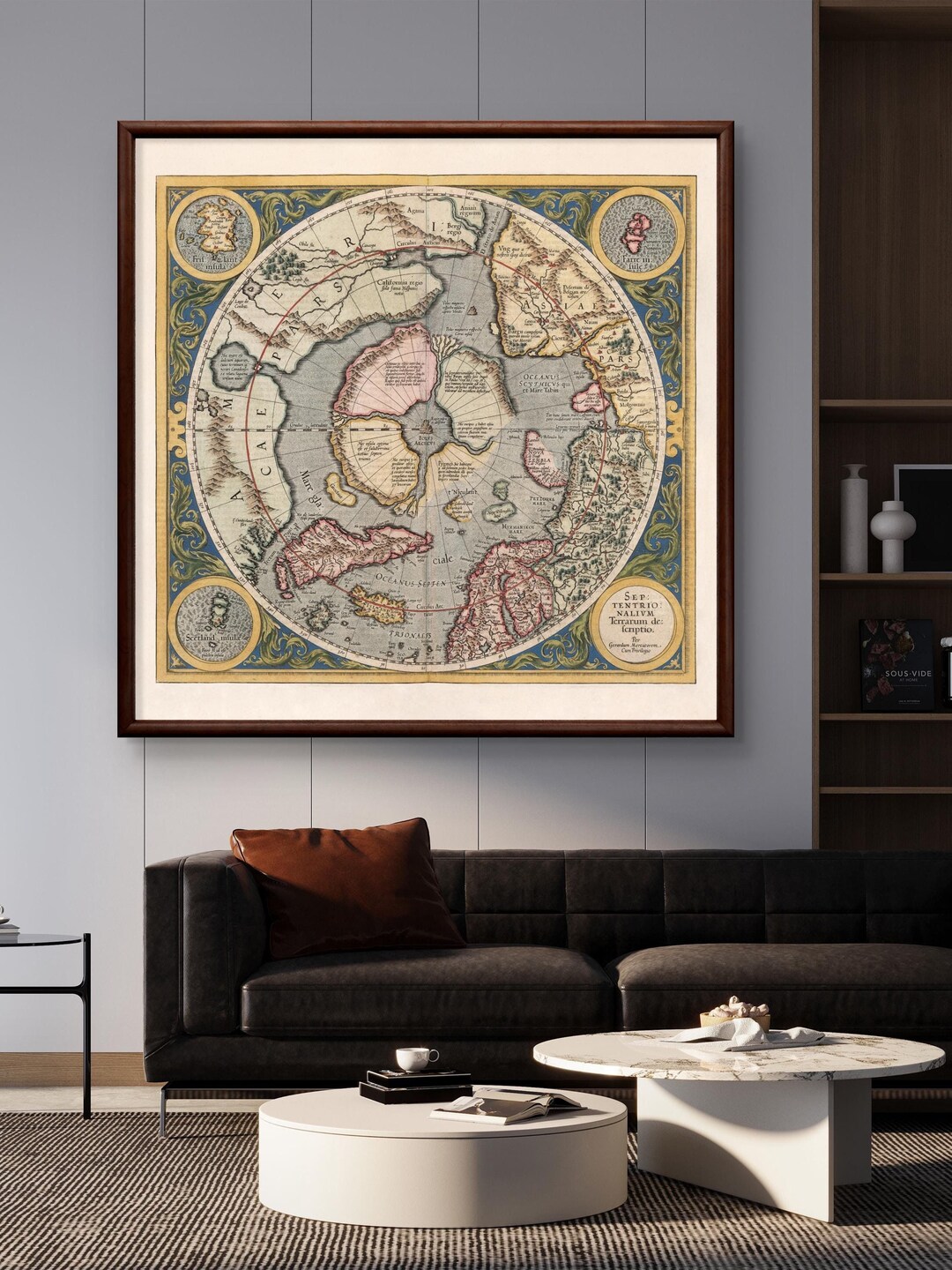 Mercator's 1595 Map of the Arctic Reprint - North Pole Geek Gift Decor ...