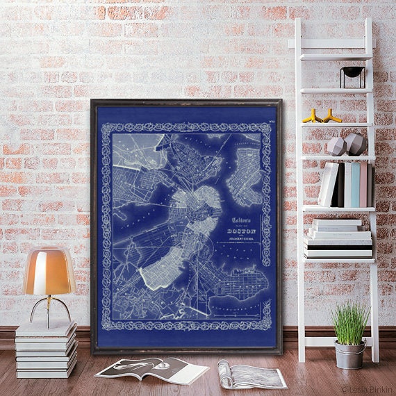 1860 Boston Map Reprint Vintage Colton's Boston Map | Etsy