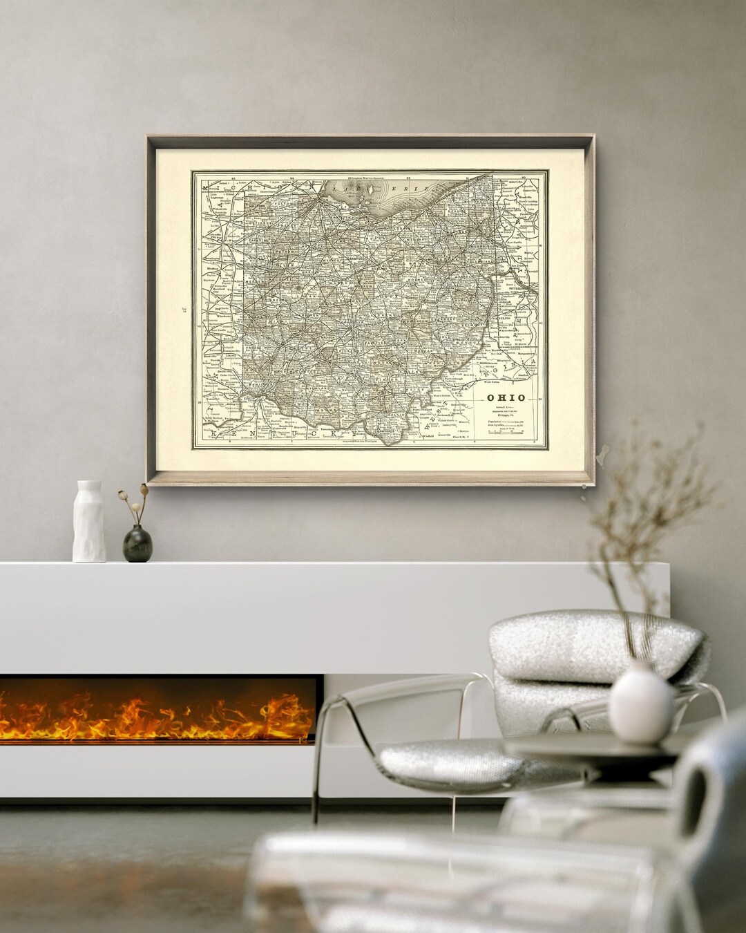 1887 Ohio Map Reprint, Vintage Ohio Map Reprint, 4 Large Sizes to 40x30 ...