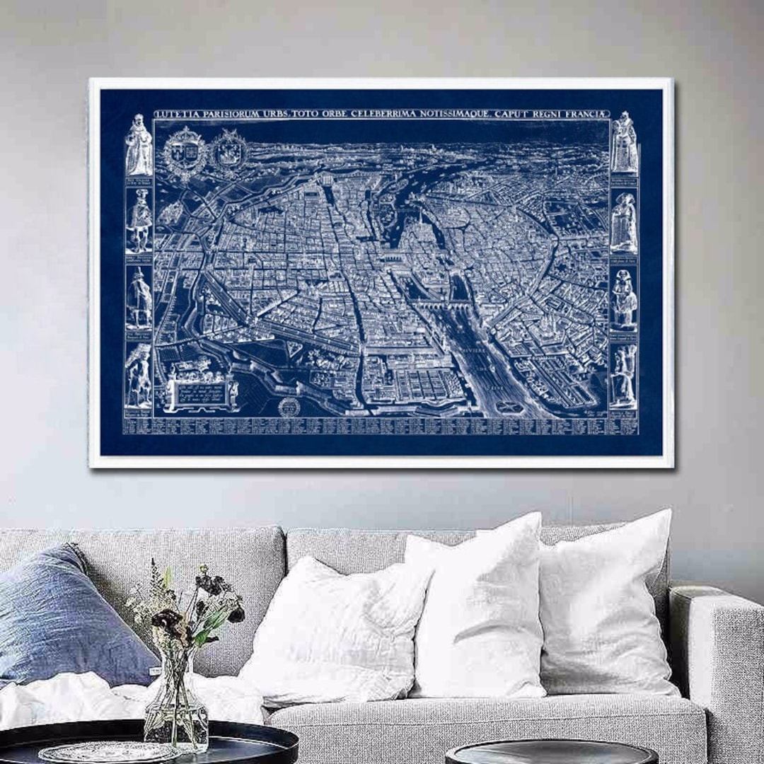 Bird's Eye View Map of Paris 1618 Reprint, Central Paris of the 1600s 3 ...