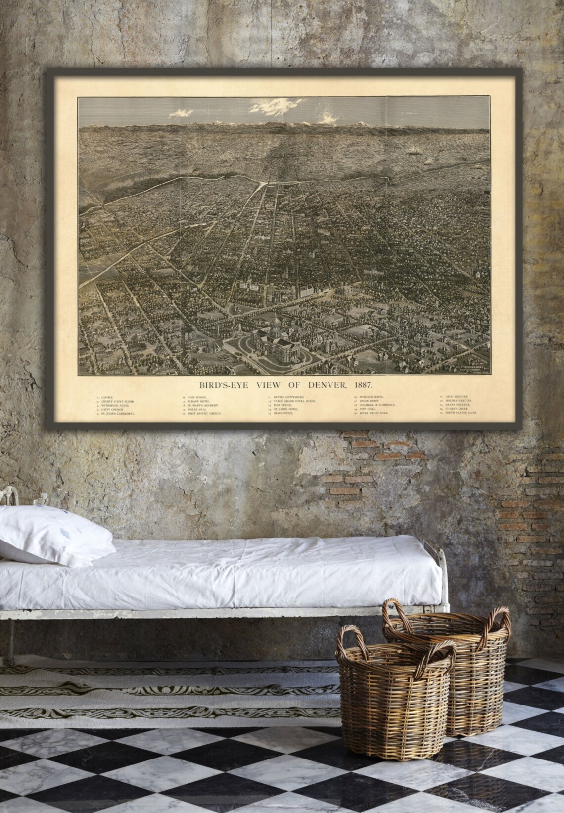 1887 Denver Panorama Map Reprint Vintage Denver Bird's | Etsy