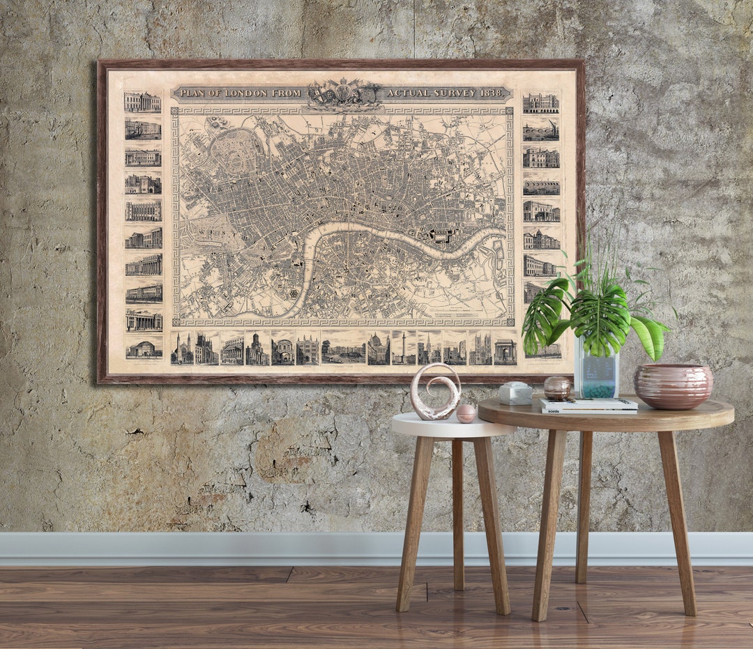 1838 London Map Reprint, Victorian London Plan Reprint, 3 Sizes to ...