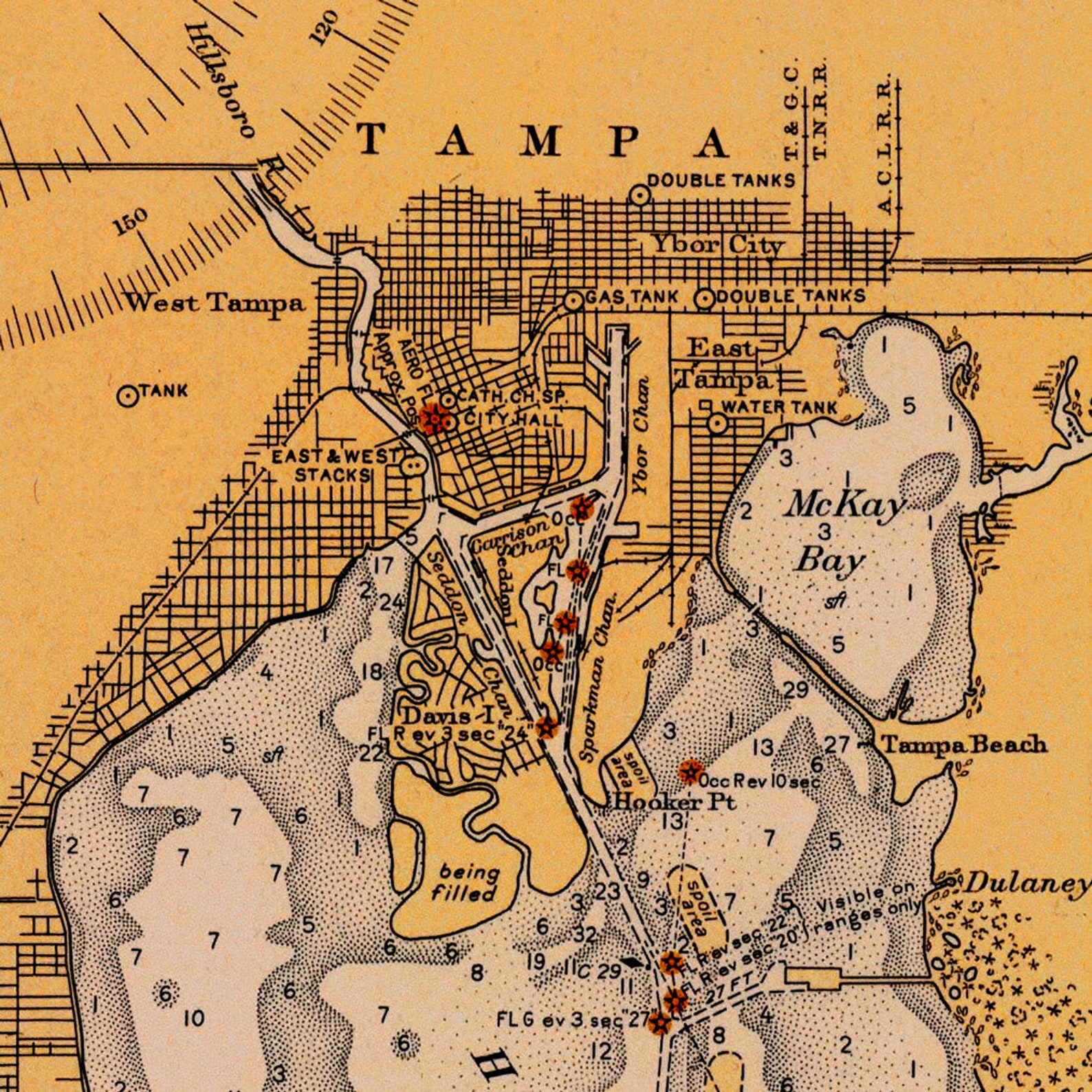 1935 Tampa Bay Harbor map Vintage Tampa Bay nautical | Etsy