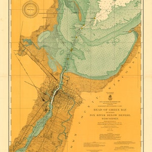 1912 Green Bay Nautical Chart Reprint, Vintage Green Bay, WI Map ...