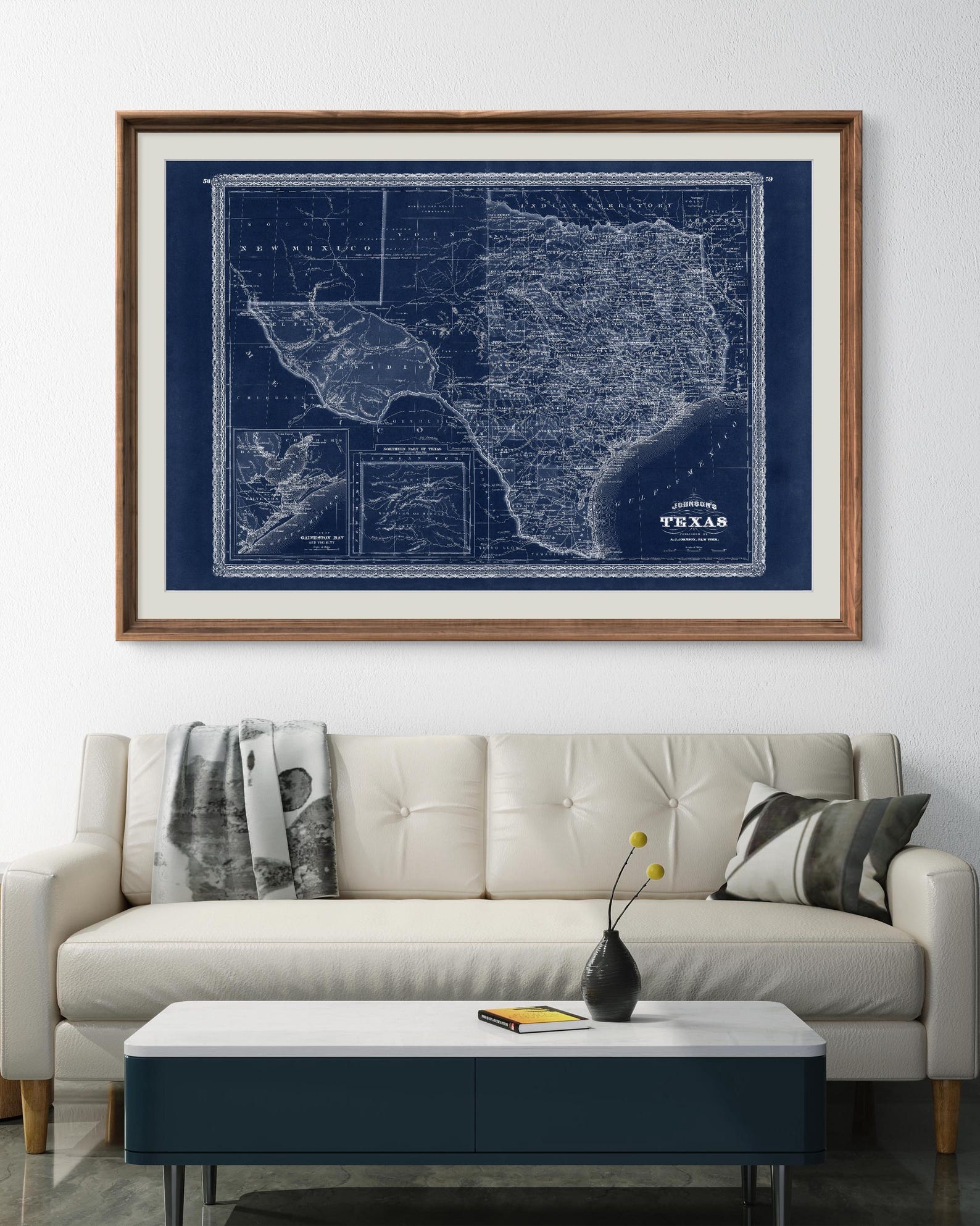 1870 Map of Texas Reprint - Texas Map Decor - 7 Sizes up to 72x48" in 1 ...
