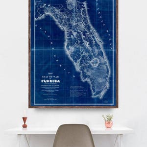 1839 Florida Reprint, seat of War Florida Map Florida Decor 3 Color ...