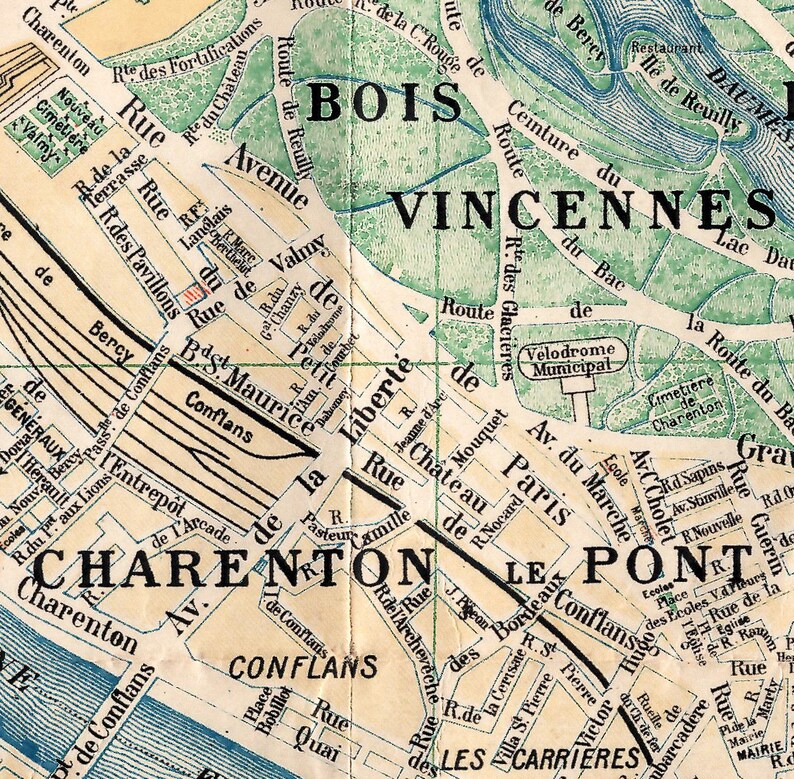 1923 Paris Map, Vintage Paris Map Reprint - 4 Sizes up to 48"x36"- - Etsy