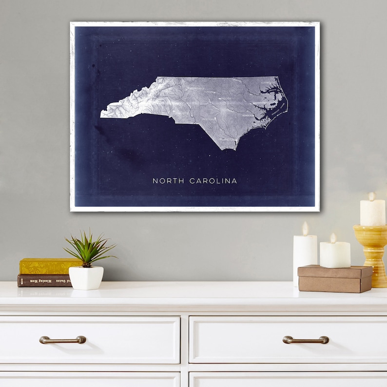 North Carolina Relief Map Reprint Vintage North Carolina Map - Etsy